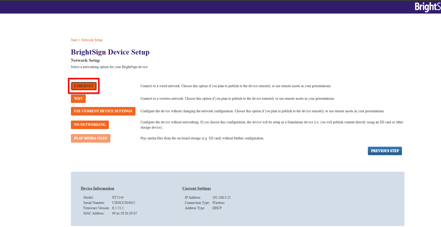 How to manually configure your Brightsign's network settings