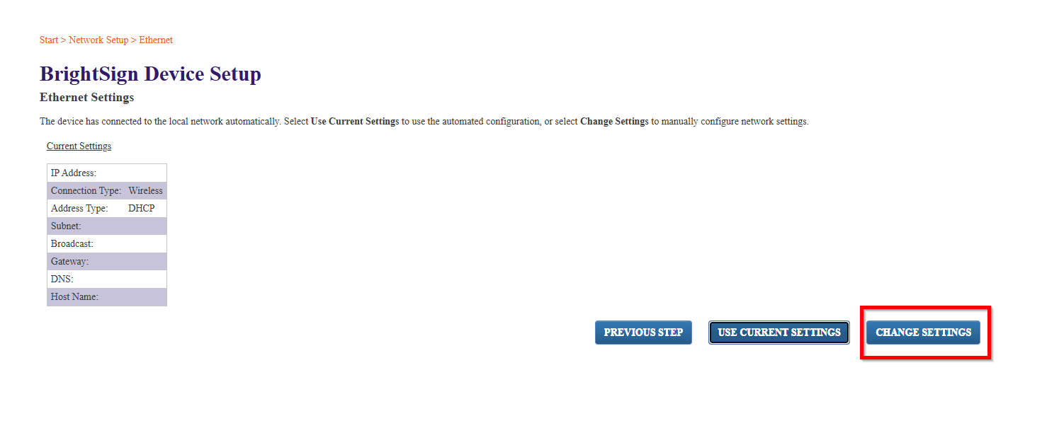 How to manually configure your Brightsign's network settings