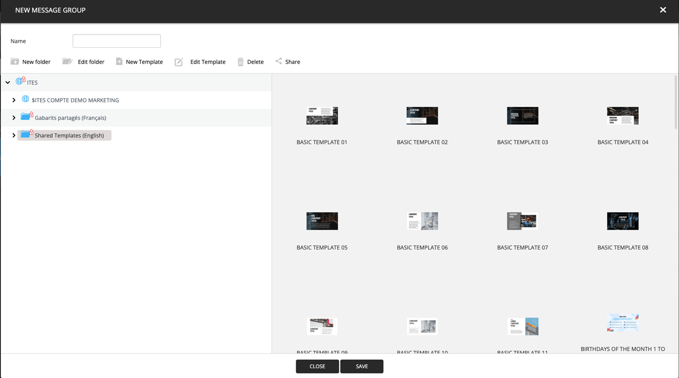 How to create and add a clip message group?